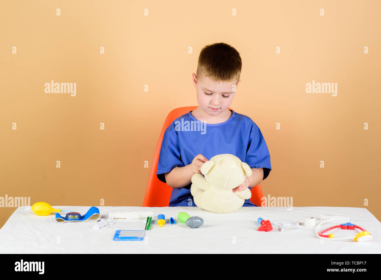 Medical education. Boy cute child future doctor career. Health care ...