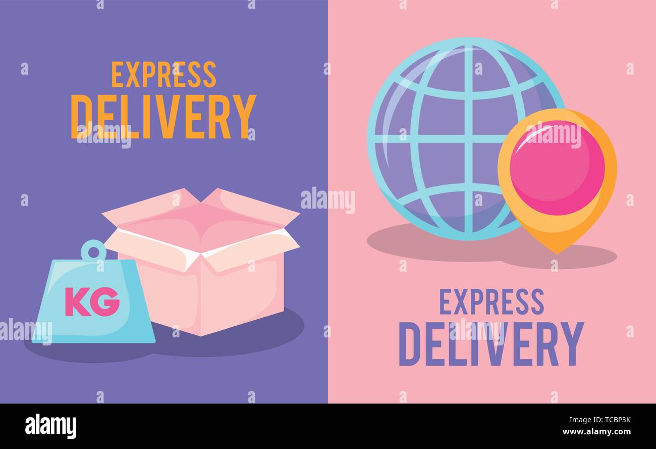 delivery service with box and pin location vector illustration design ...