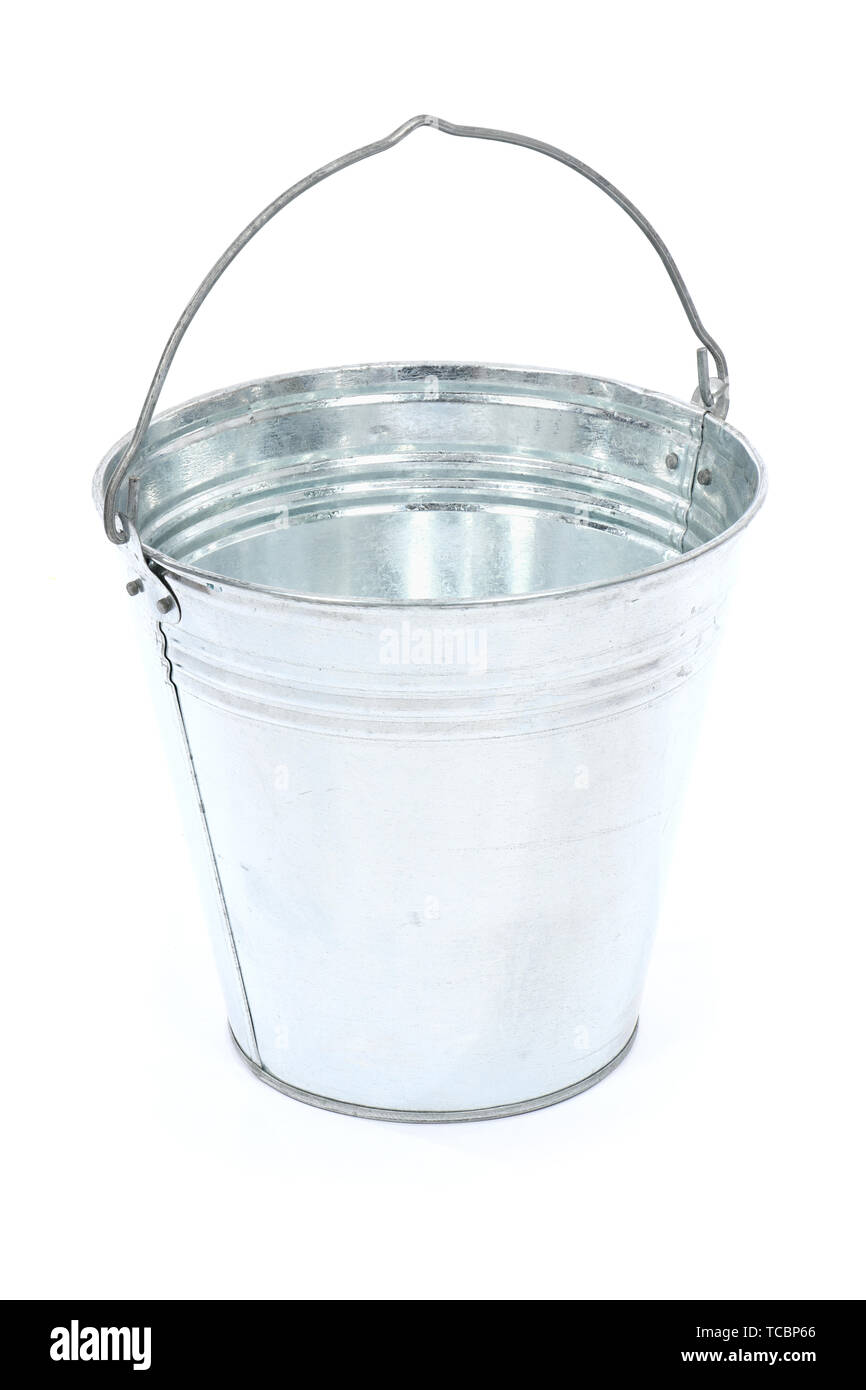 Empty metal bucket isolated on white background. High resolution photo ...