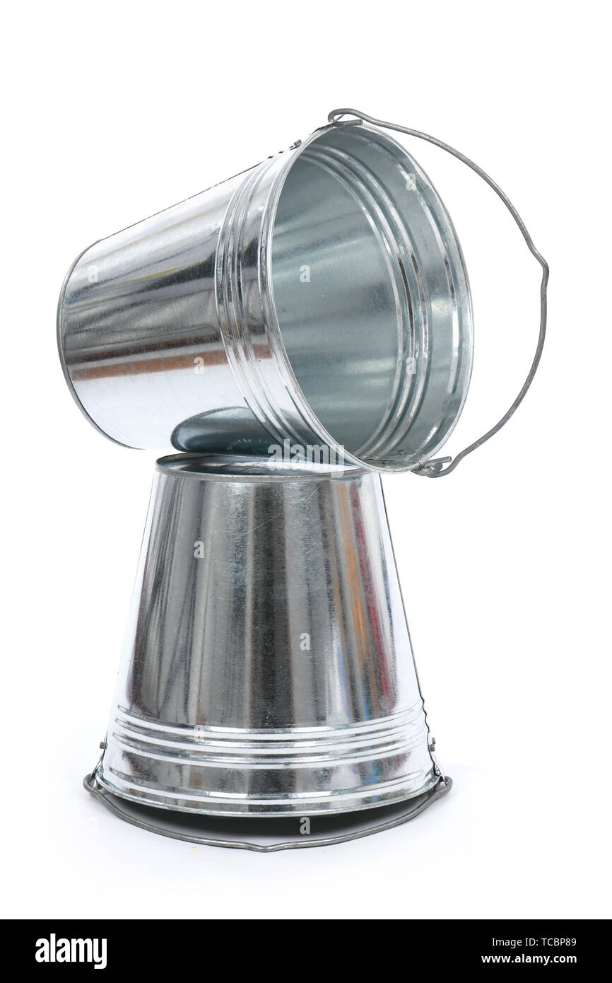 Empty metal bucket isolated on white background. High resolution photo ...