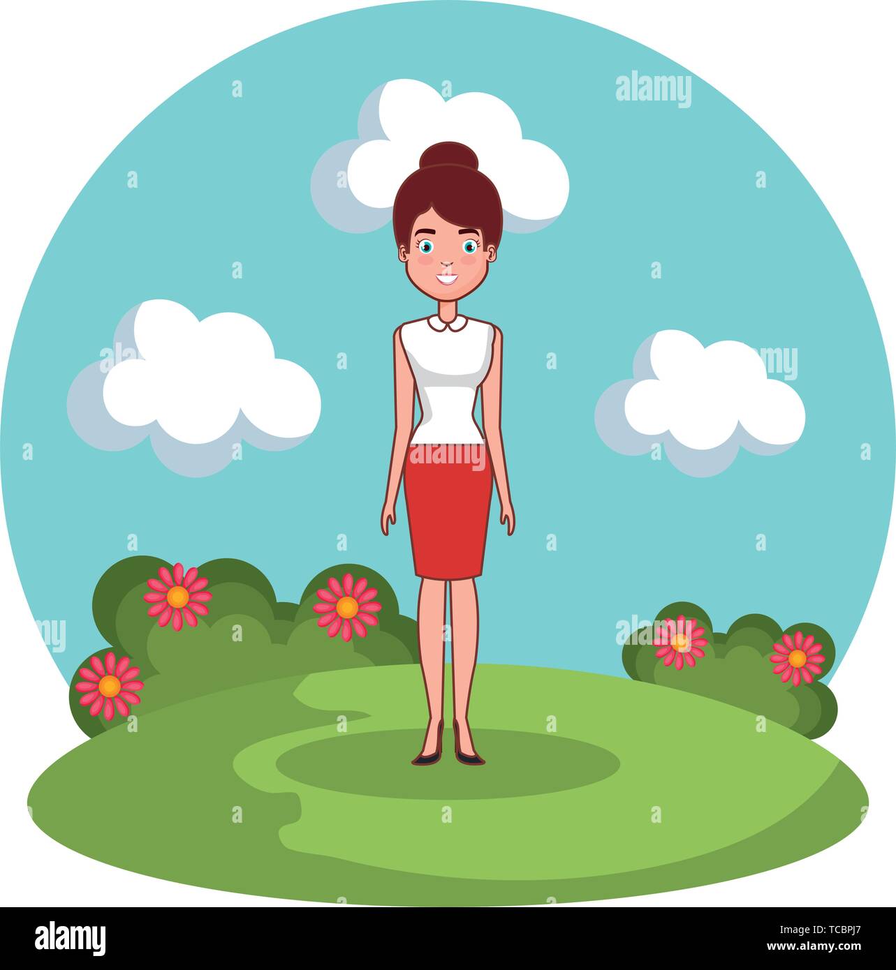 young woman in the landscape Stock Vector Image & Art - Alamy