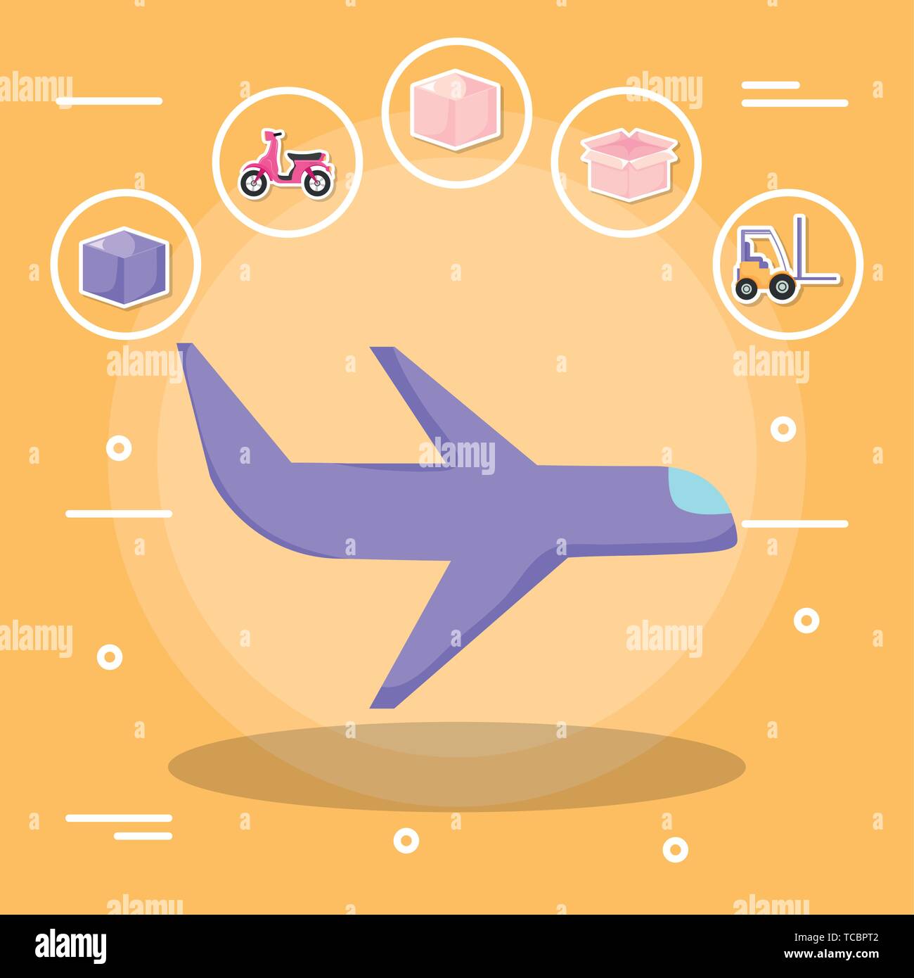 airplane with delivery service icons vector illustration design Stock ...