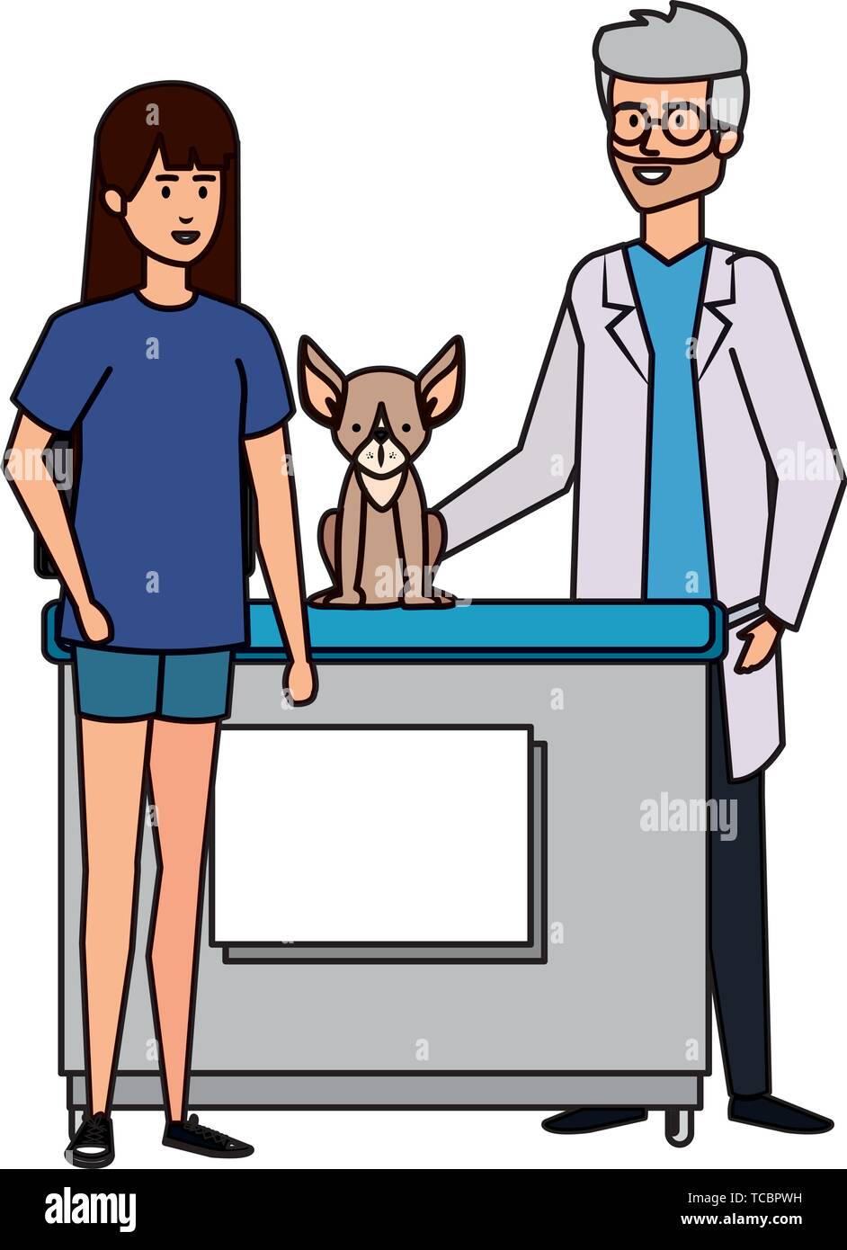 male veterinary doctor with dog and owner vector illustration Stock ...