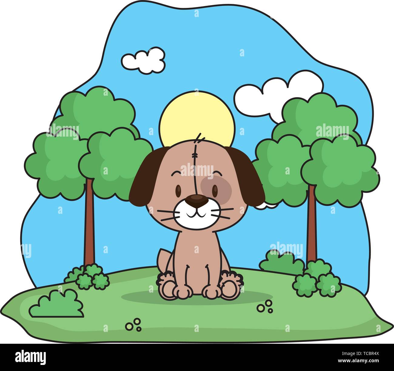 cute dog in the landscape Stock Vector Image & Art - Alamy