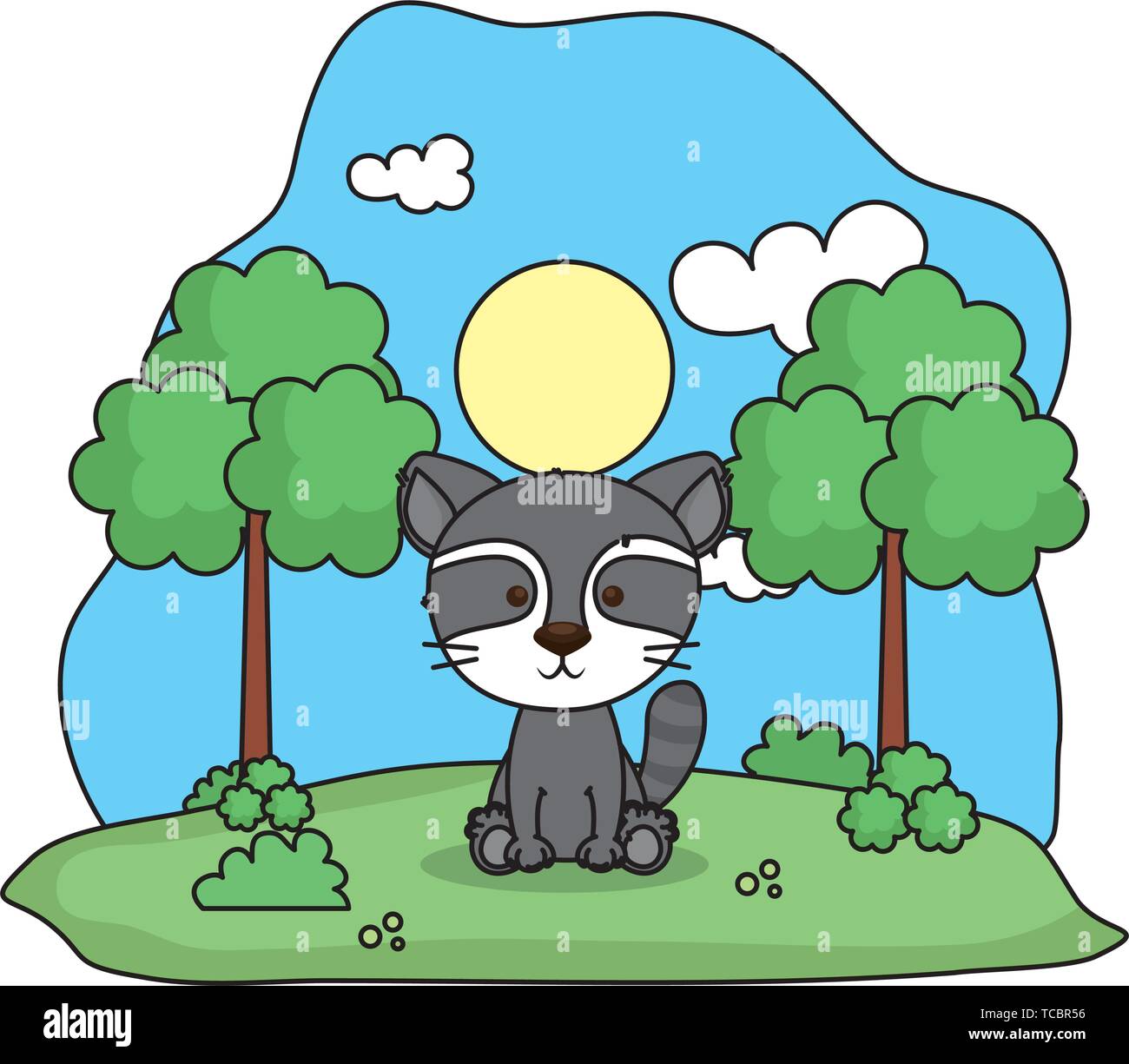 cute raccoon in the landscape Stock Vector Image & Art - Alamy