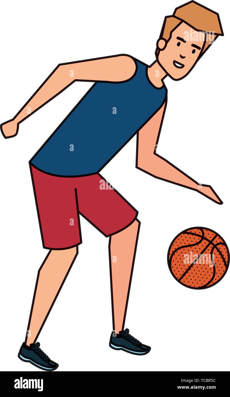 man practicing basketball character vector illustration Stock Vector ...