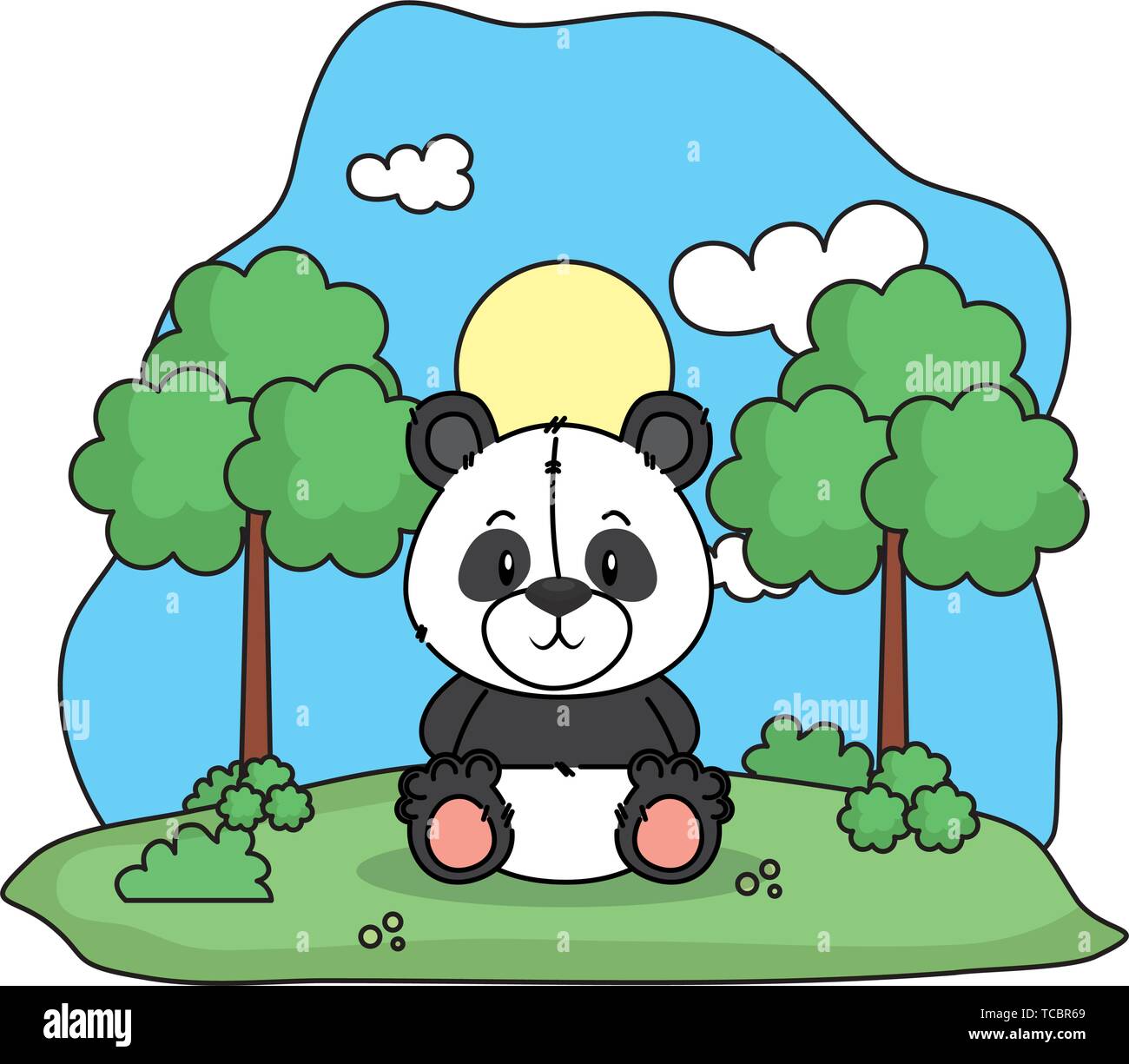 cute bear panda in the landscape Stock Vector Image & Art - Alamy