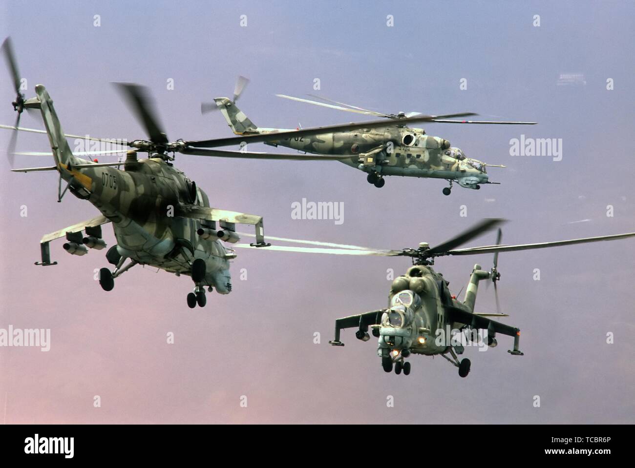Soviet built MIL 24 combat helicopters of Czech Republic air force ...
