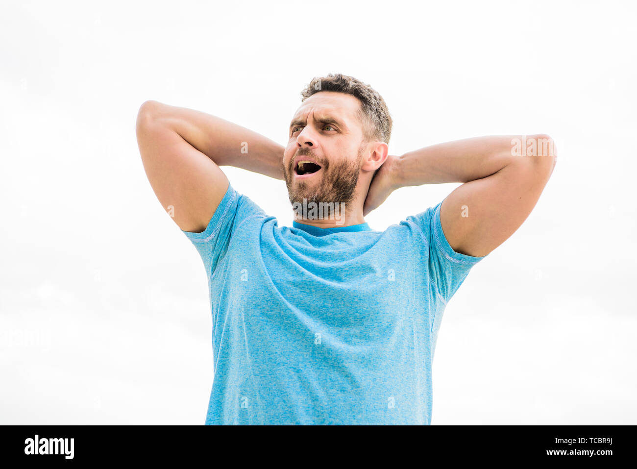 Man with muscular arm biceps. Healthy lifestyle key infinity life ...