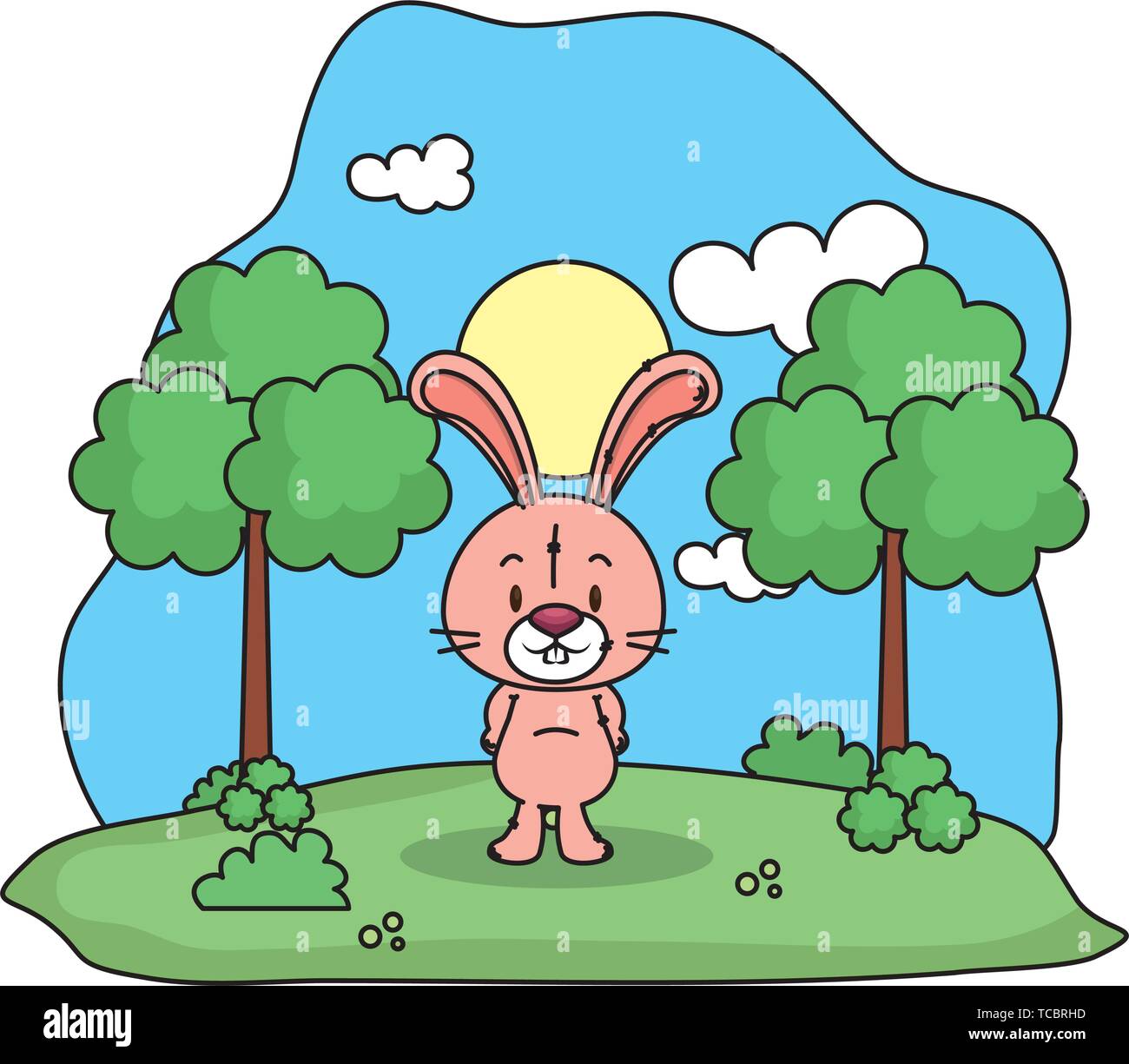 cute rabbit in the landscape Stock Vector Image & Art - Alamy