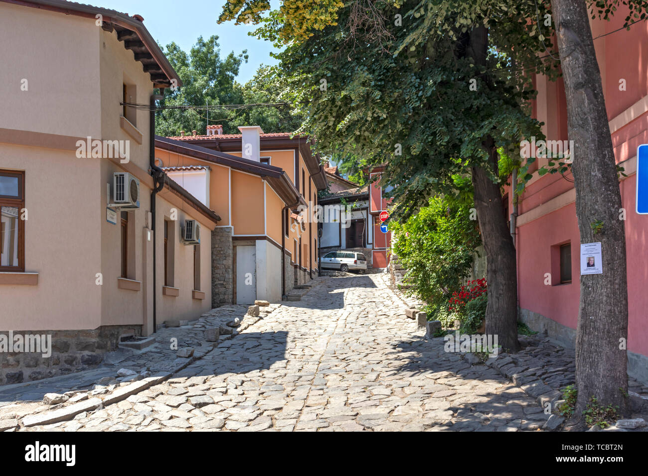 PLOVDIV, BULGARIA - MAY 29, 2019: Street and Nineteenth Century Houses ...