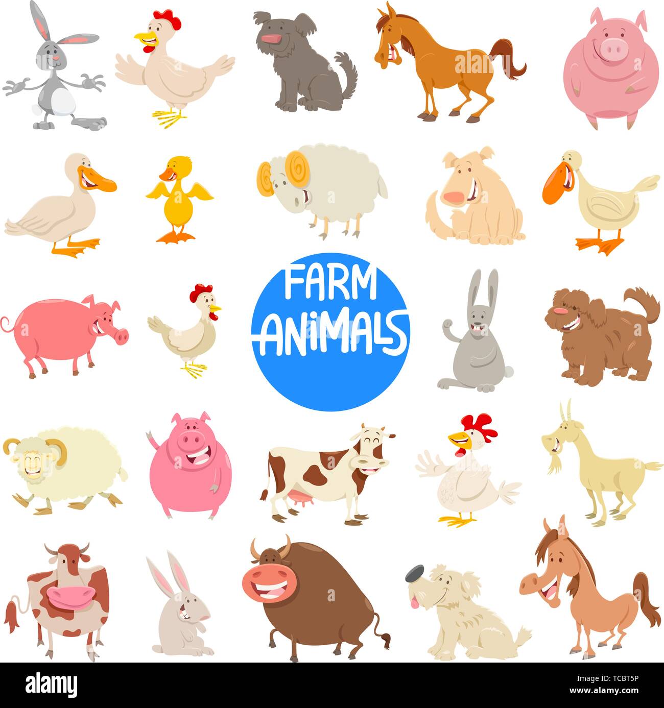 Happy Farm Animals Clipart
