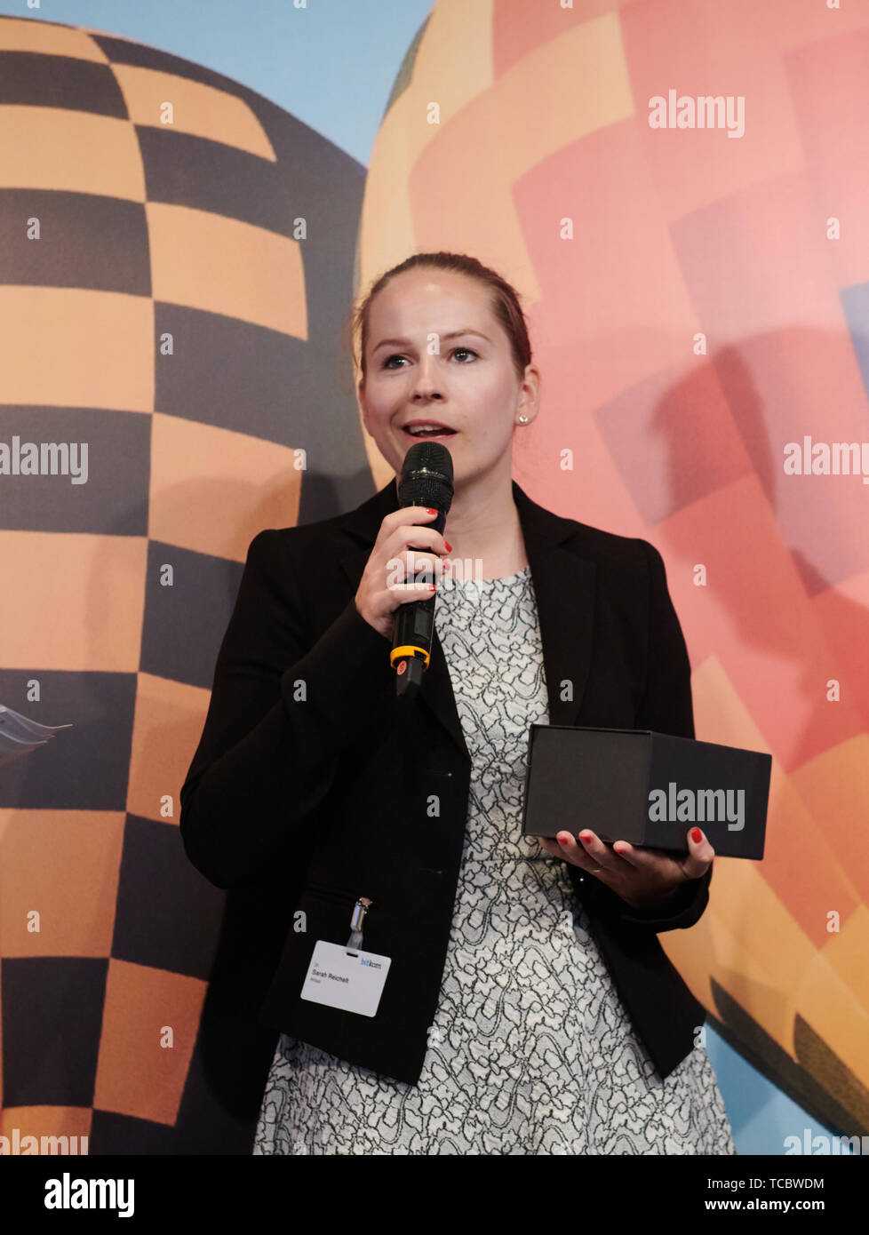 Berlin, Germany. 06th June, 2019. Sarah Reichelt, Airbus, receives the ...