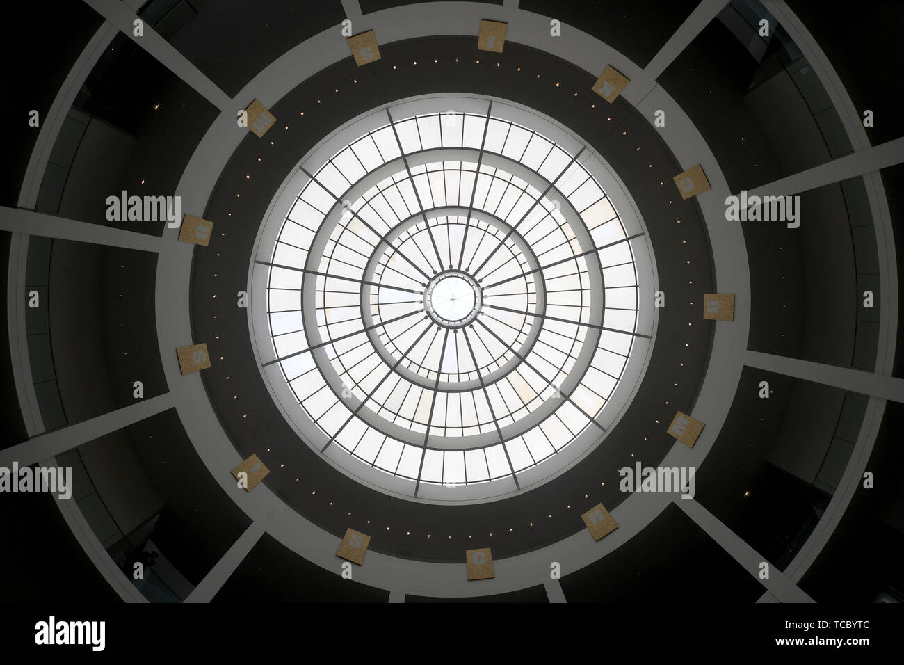 Munich, Germany. 06th June, 2019. Light shines through the glass dome ...