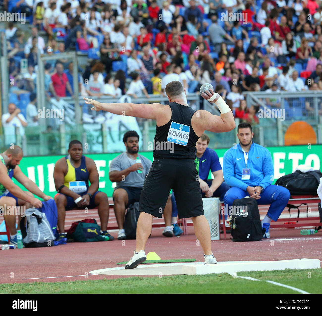 ROME, ITALY - JUN 06: Joe Kovacs of USA competes in the Men Shot Put ...