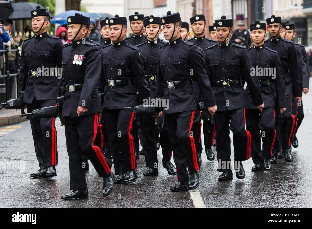 Windsor, UK. 7 June, 2019. The 10 Queen’s Own Gurkha Logistic Regiment ...