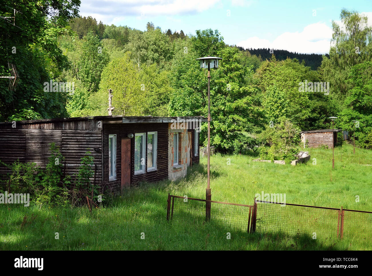 Zella Mehlis, Germany. 29th May, 2019. Wooden barracks located on ...