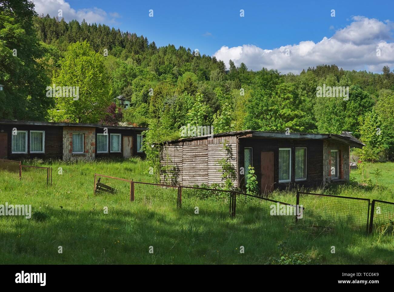 Zella Mehlis, Germany. 29th May, 2019. Wooden barracks located on ...