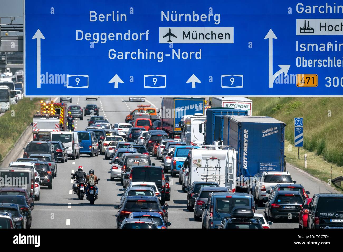 Munich, Germany. 07th June, 2019. After a traffic accident, traffic ...