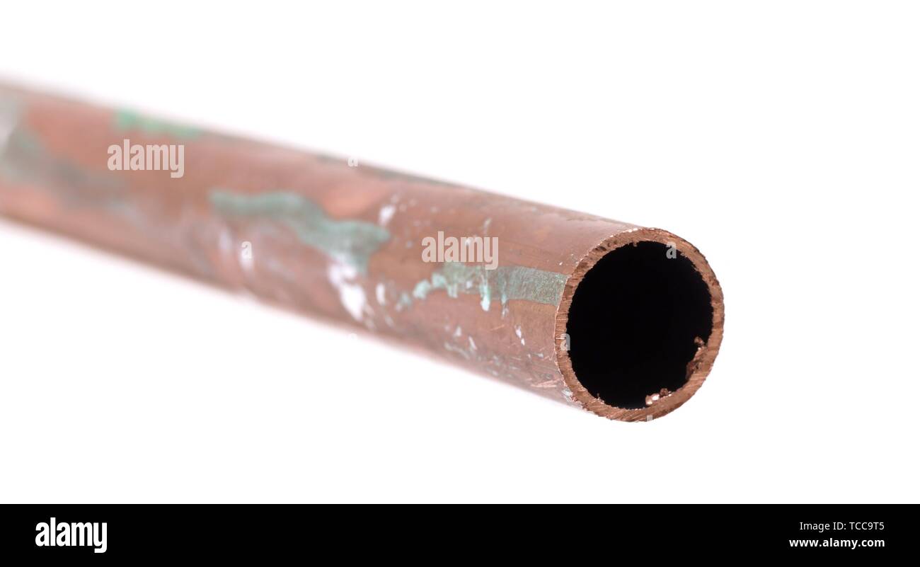 Old brass pipe, isolated on a white background Stock Photo - Alamy