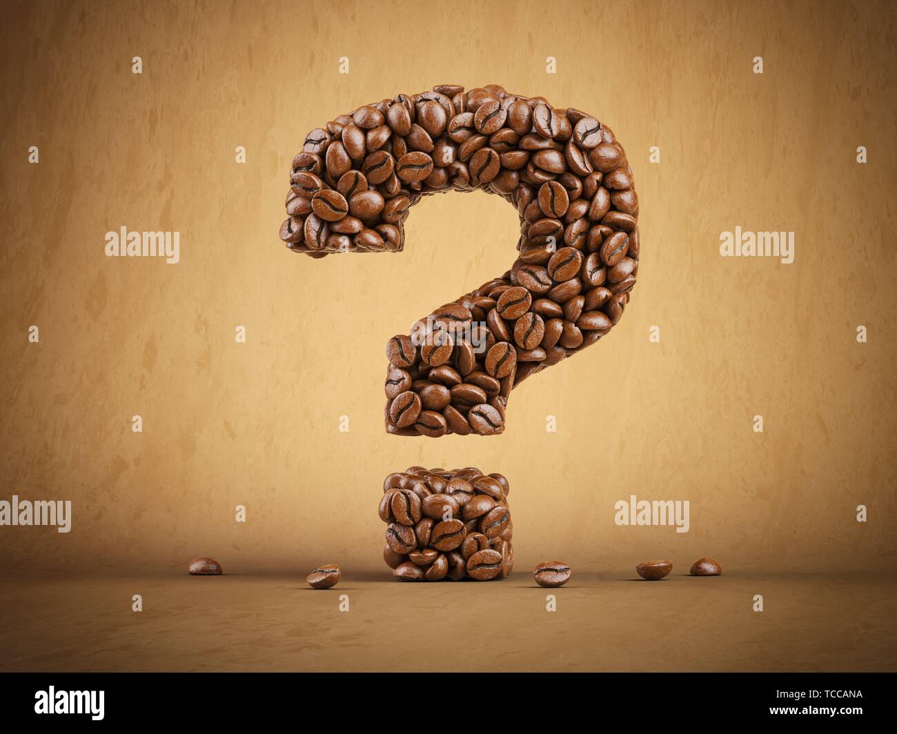 Question mark created from coffee beans. 3d illustration Stock Photo ...
