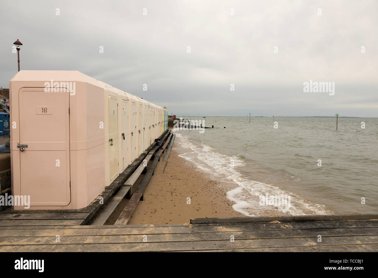 Southend on Sea, UK. 5th June, 2019. Beach changing cubicles giving ...