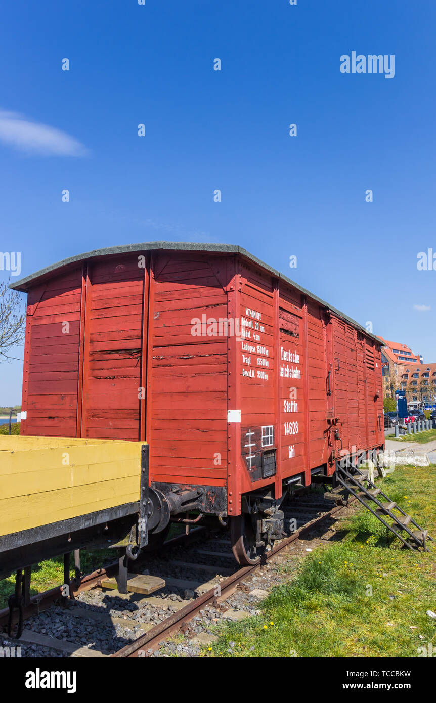 Historic train cars in the harbor of Rostock, Germany Stock Photo - Alamy