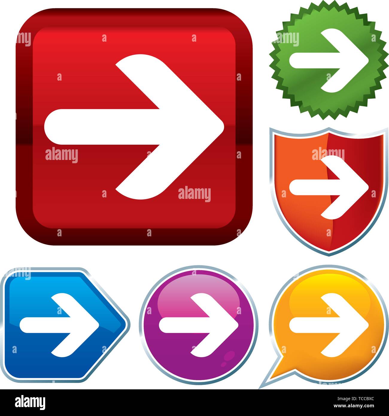 Vector illustration. Set shiny icon series on buttons. Simple arrow ... Vector illustration. Set shiny icon series on buttons. Simple arrow ...