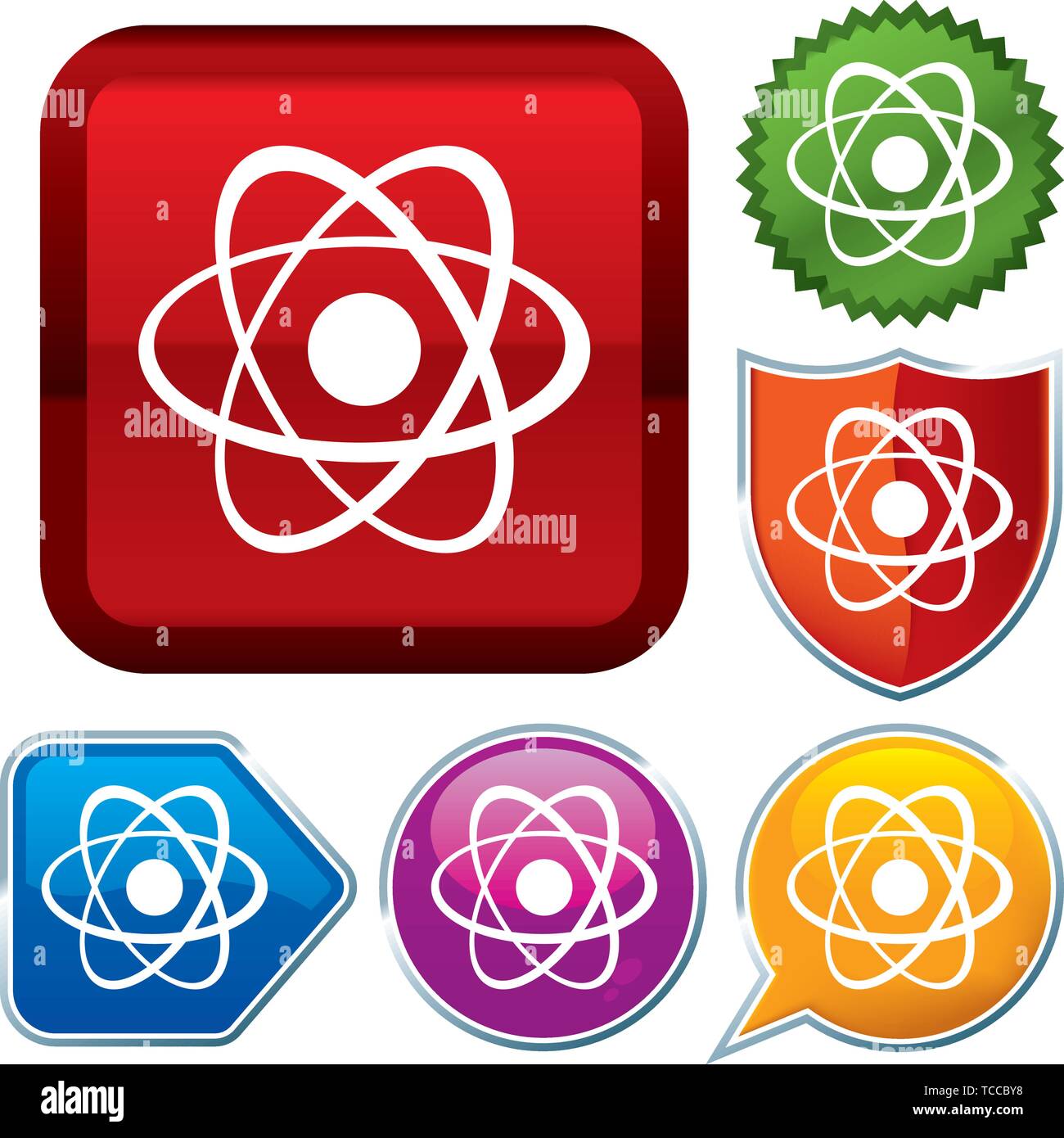 Vector illustration. Set shiny icon series on buttons. Atomic Stock ...