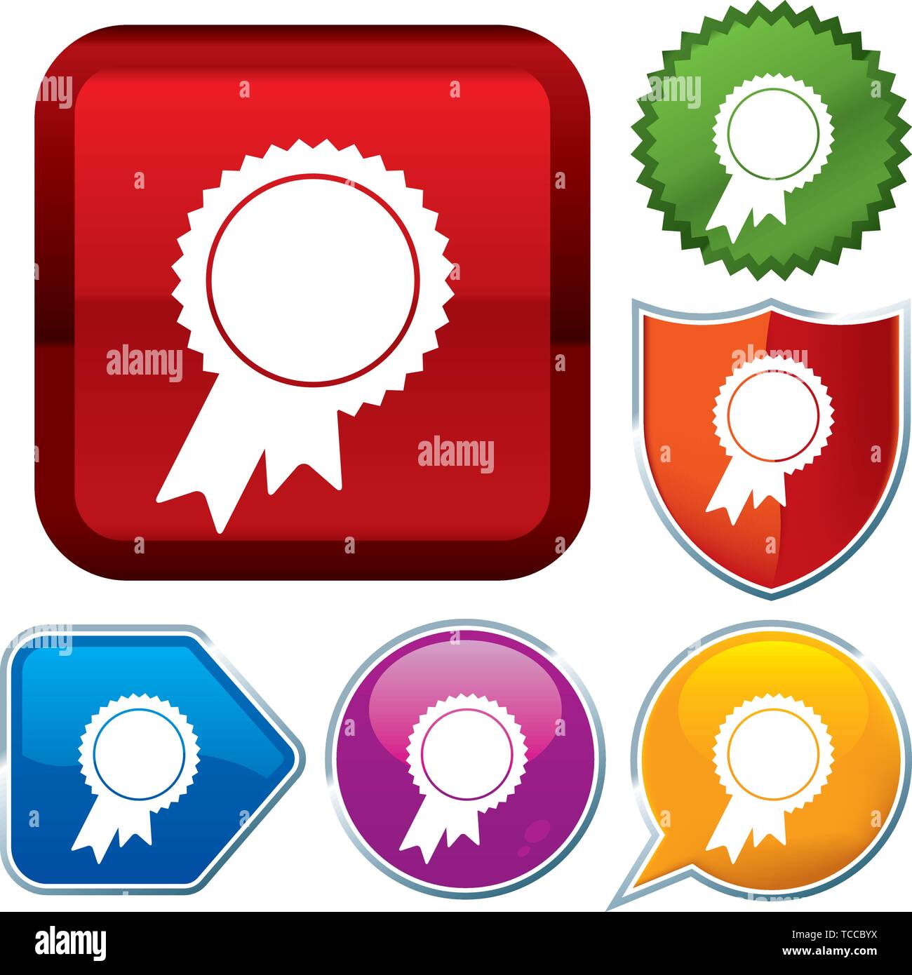 Vector illustration. Set shiny icon series on buttons. Award Stock ...