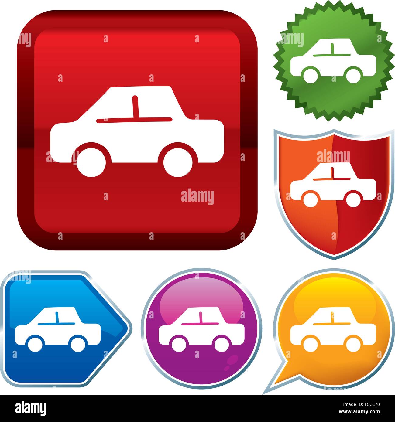 Vector illustration. Set shiny icon series on buttons. Car Stock Vector ...