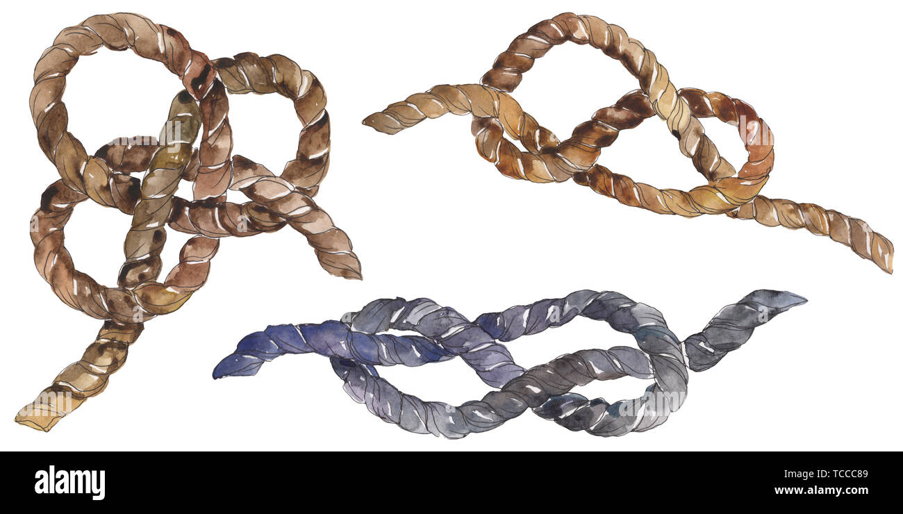 Set of sea rope nots. Watercolor background illustration set ...