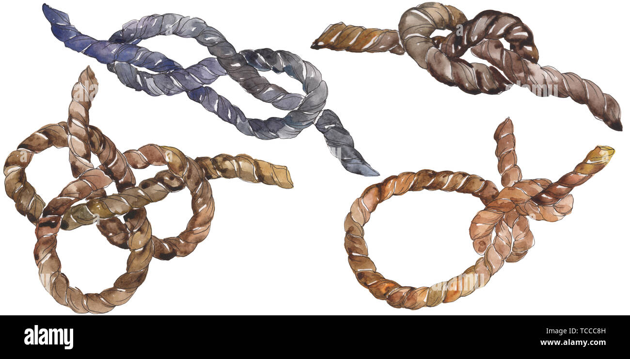 Set of sea rope nots. Watercolor background illustration set ...