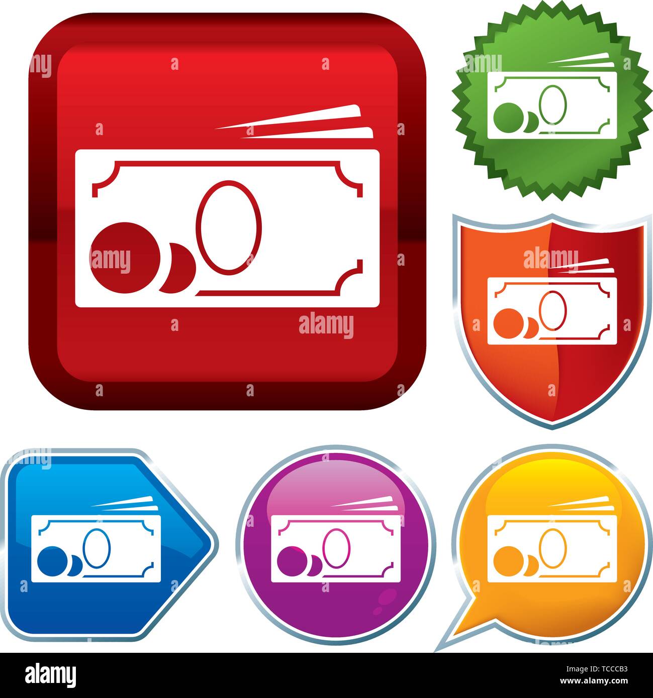 Vector illustration. Set shiny icon series on buttons. Cash Stock ...