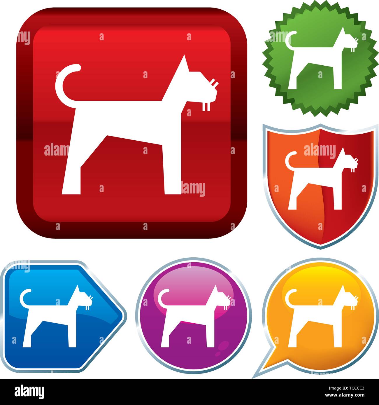 Vector illustration. Set shiny icon series on buttons. Cat Stock Vector ...