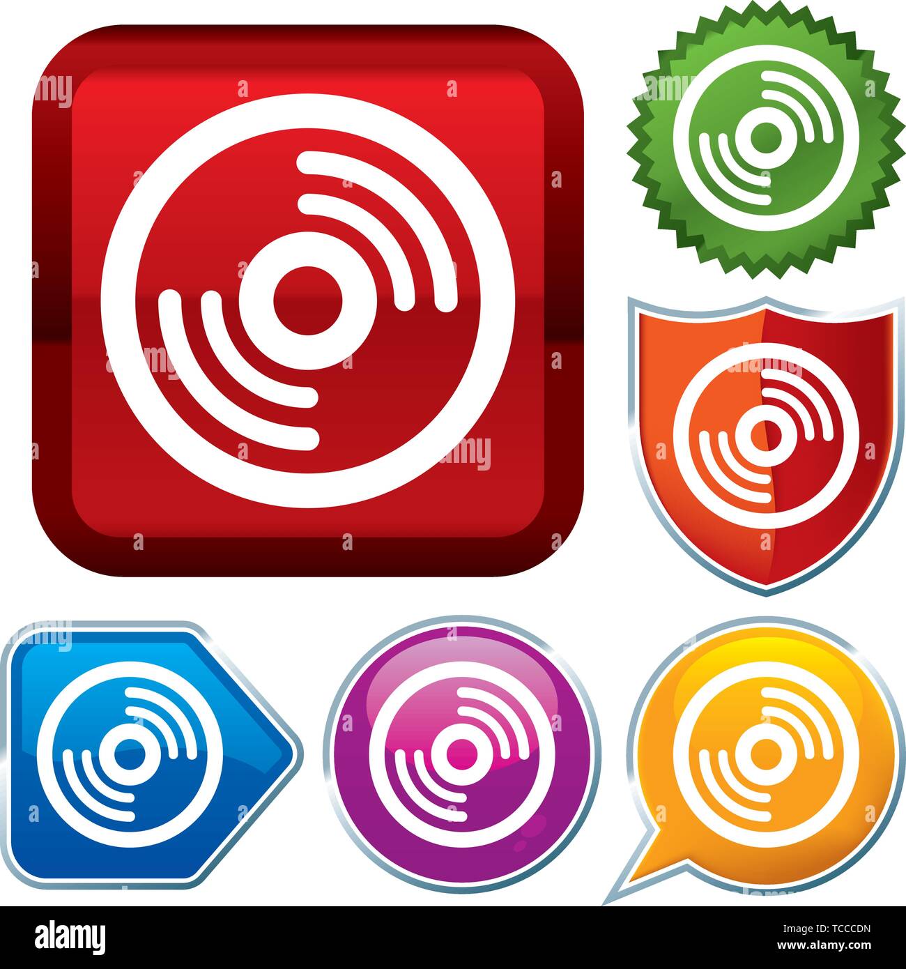 Vector illustration. Set shiny icon series on buttons. CD Stock Vector ...