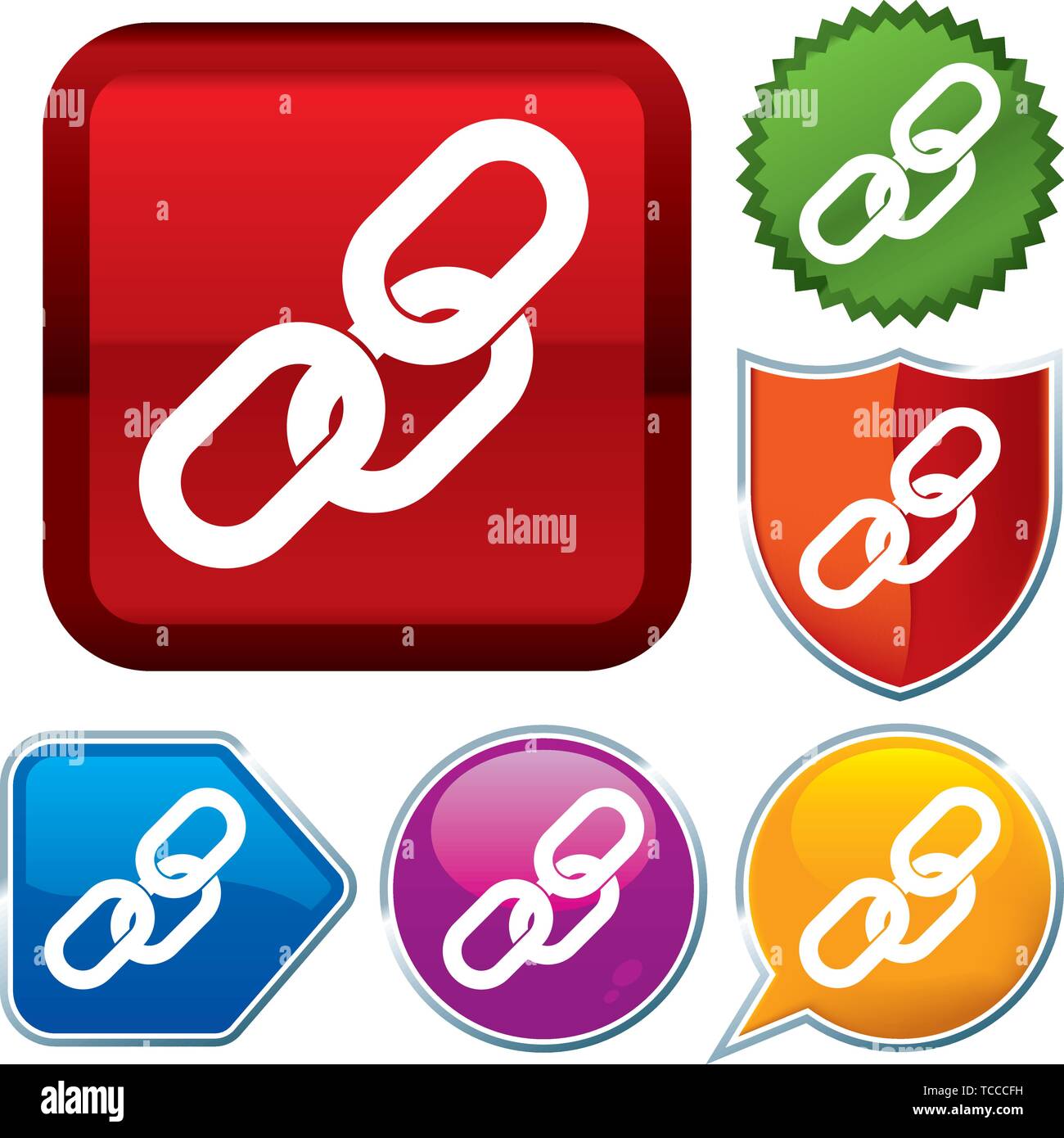 Vector illustration. Set shiny icon series on buttons. Chain Stock ...