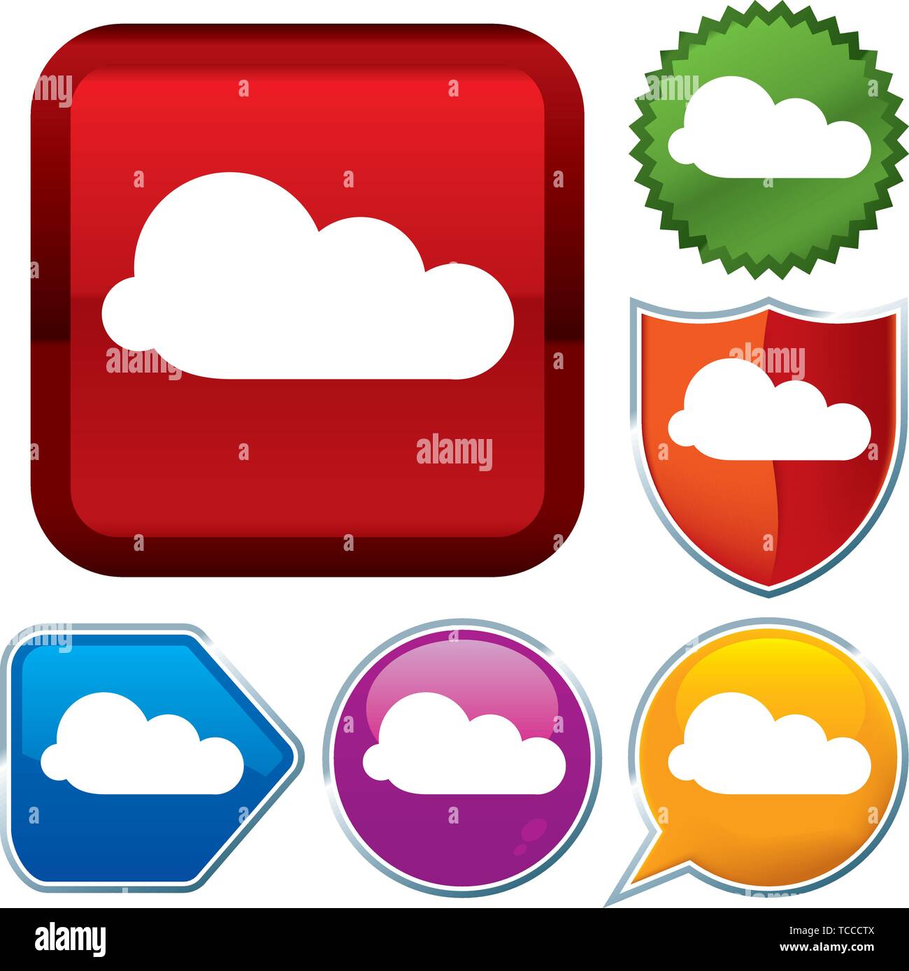 Vector illustration. Set shiny icon series on buttons. Cloud Stock ...