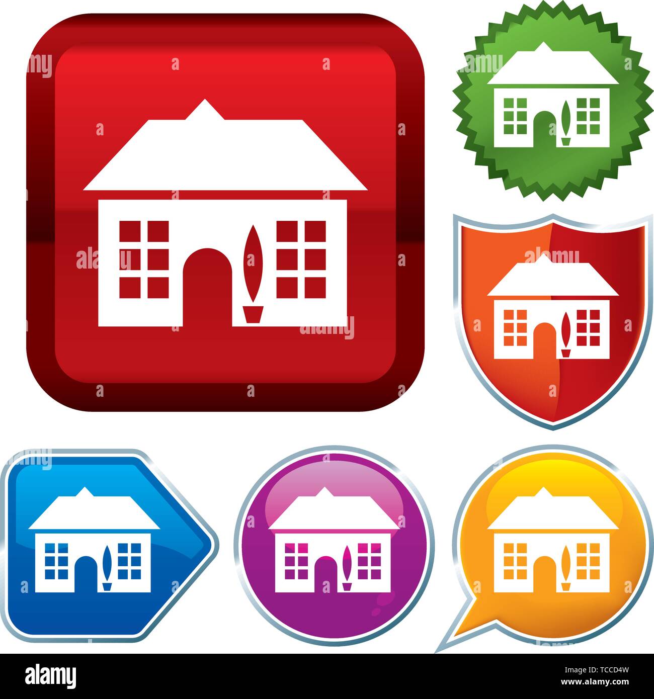 Vector illustration. Set shiny icon series on buttons. Cottage Stock ...