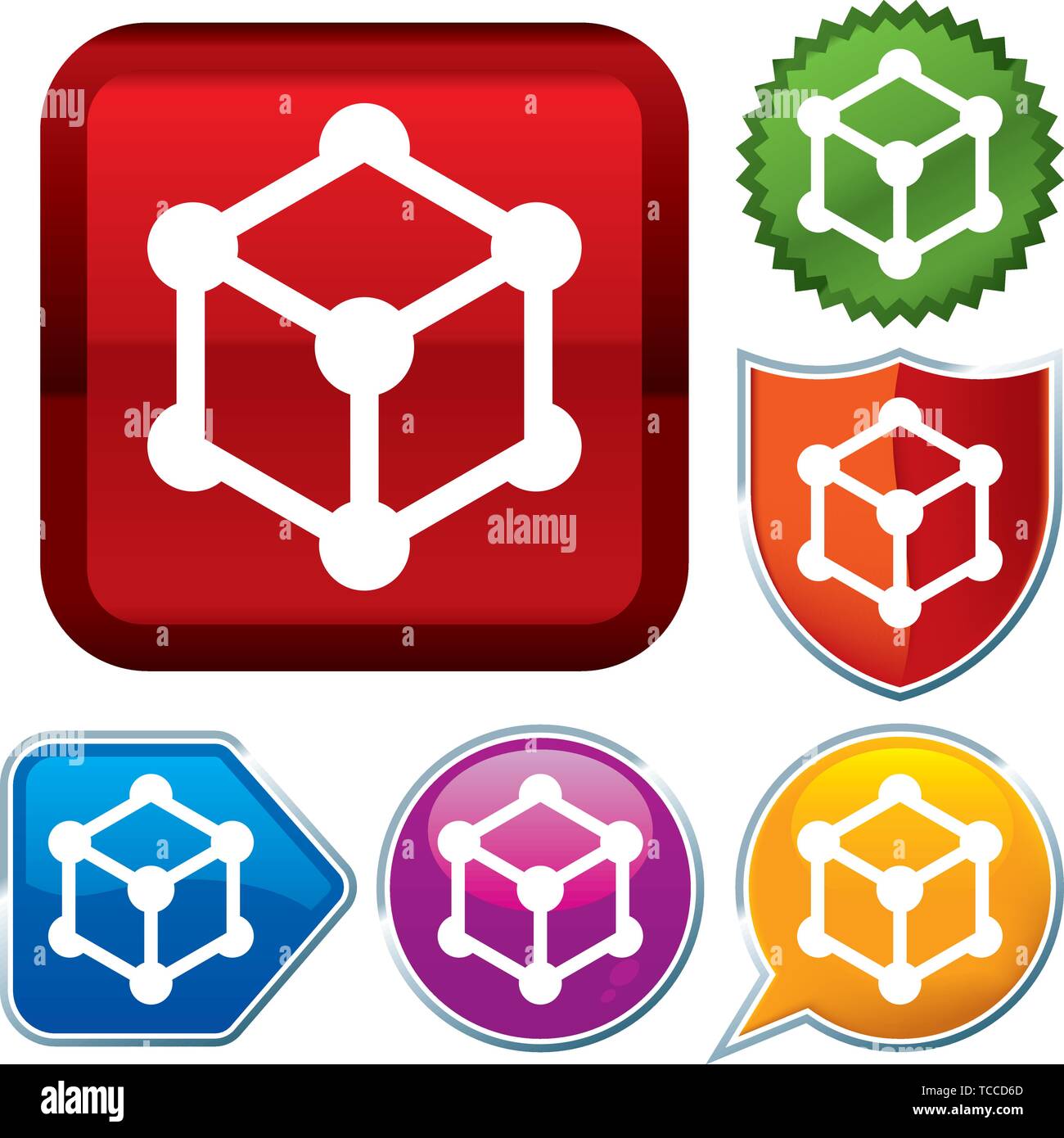 Vector illustration. Set shiny icon series on buttons. Cube Stock ...