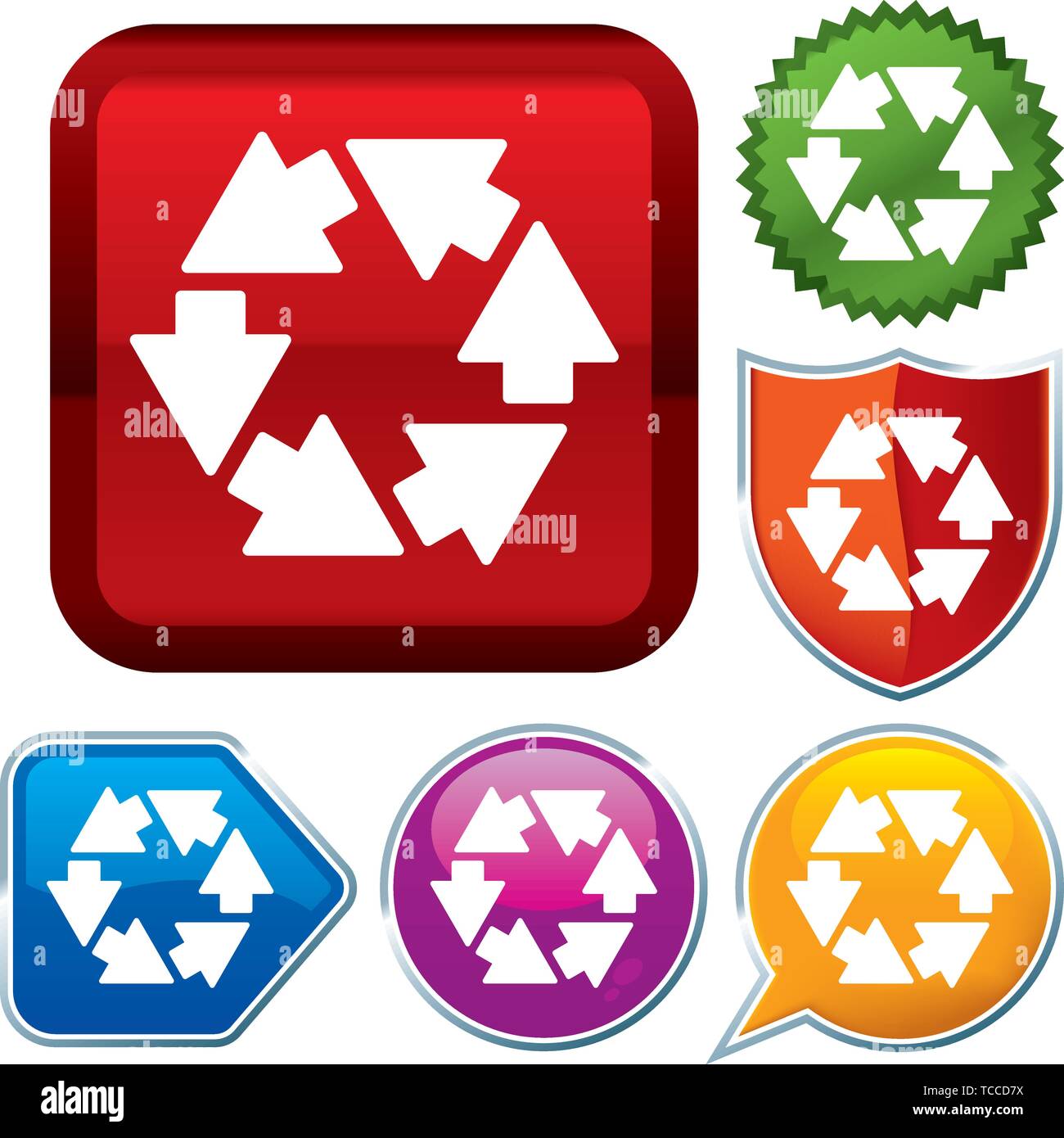 Vector illustration. Set shiny icon series on buttons. Cycle Stock ...