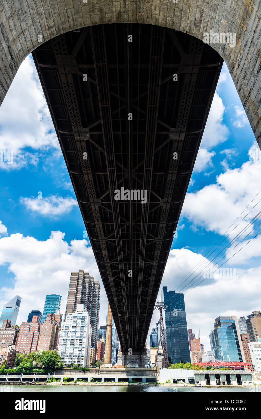 Low angle view of the Ed Koch Queensboro Bridge, also known as the 59th ...