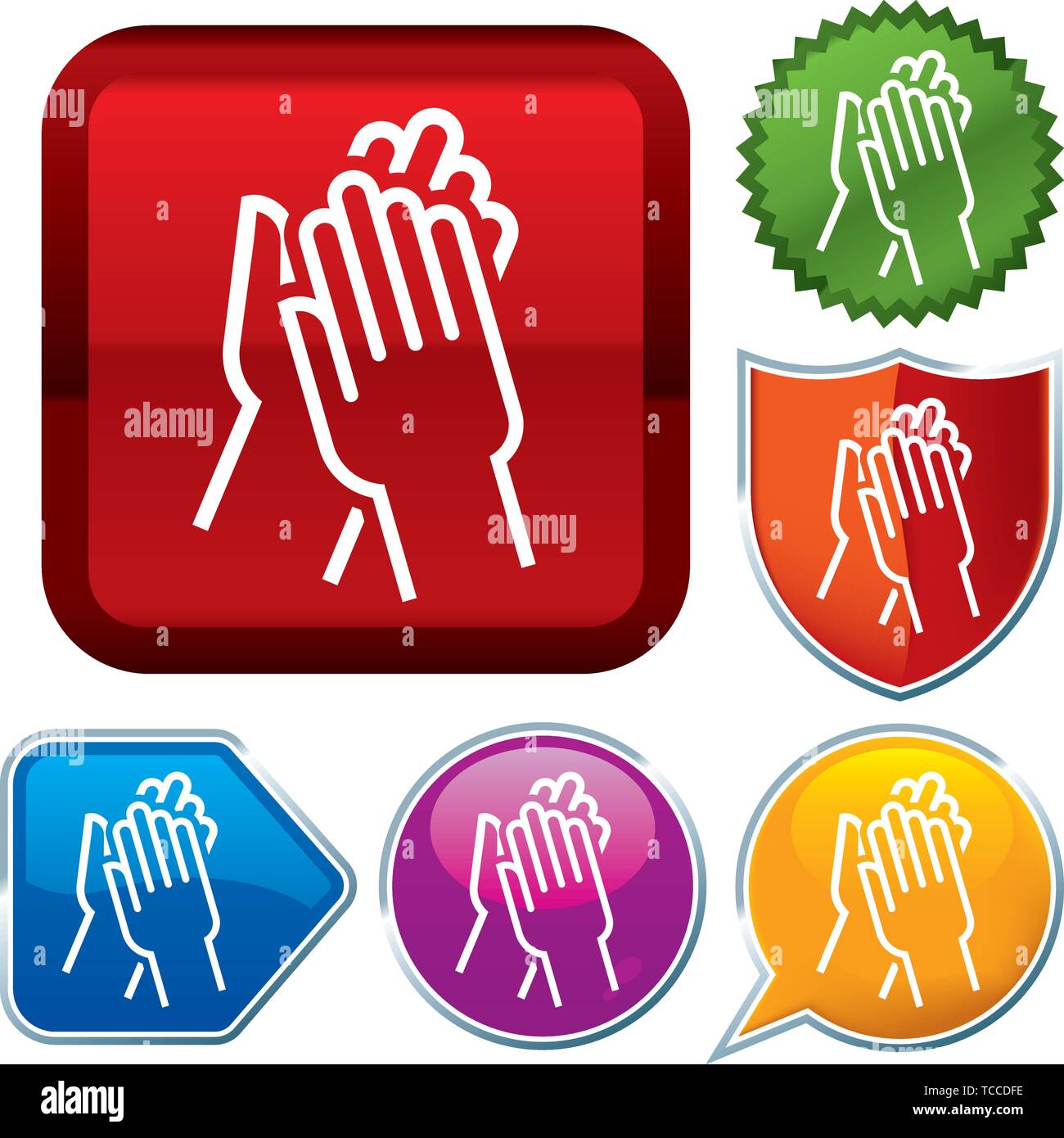 Vector illustration. Set shiny icon series on buttons. Applause Stock ...