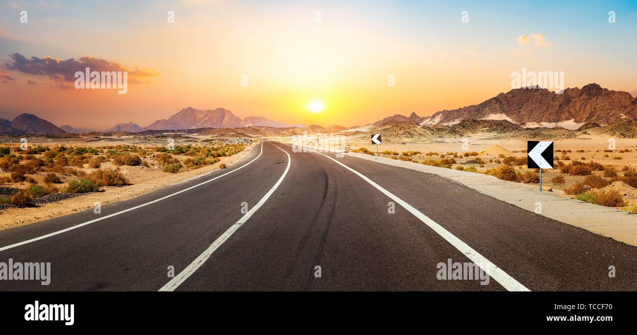 Desert Highway Sunset