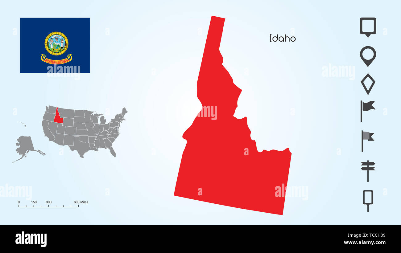 Map of The United States of America with the Selected State of Idaho ...