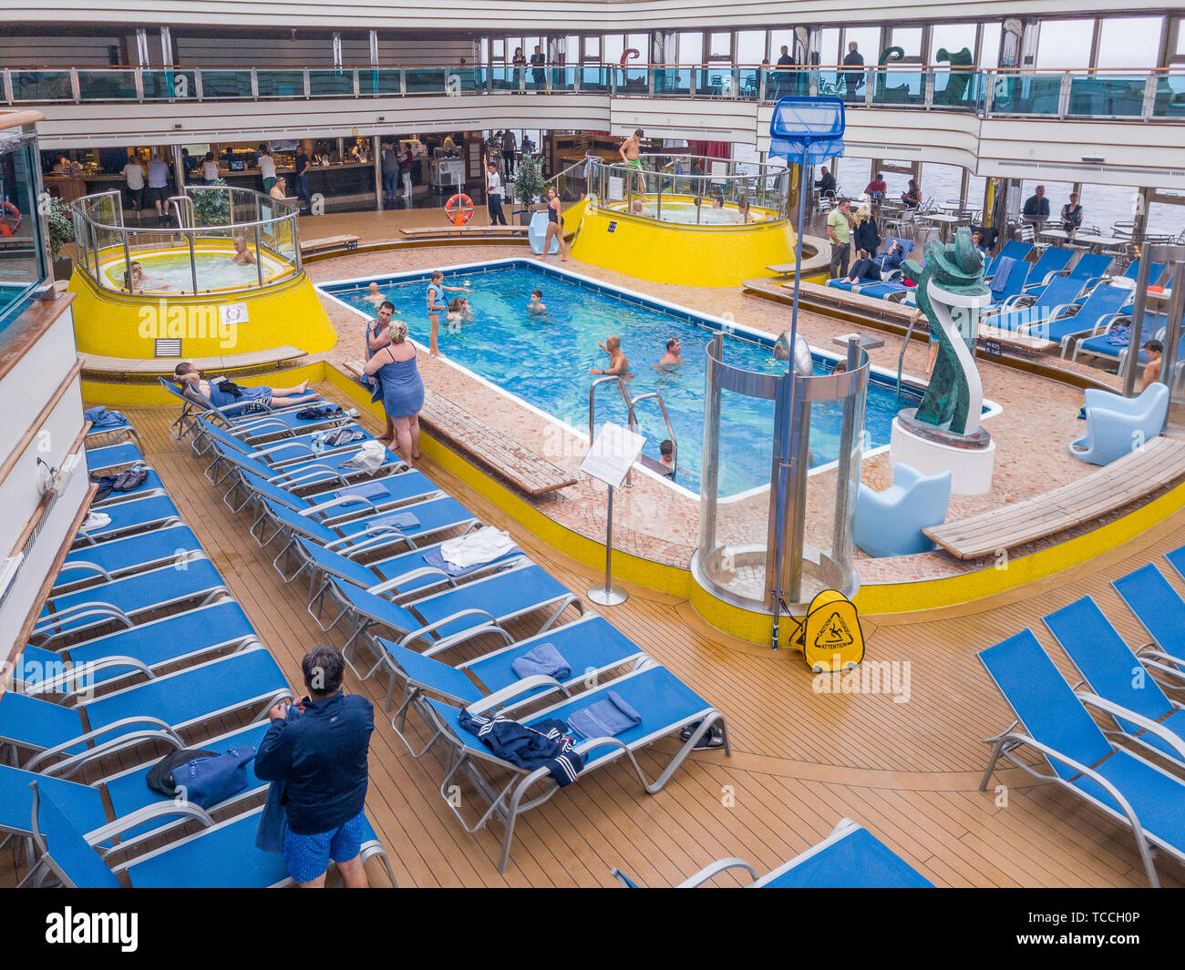 ATHENS GREECE - OCTOBER 26 2018: Cruise ship passengers have fun in the ...