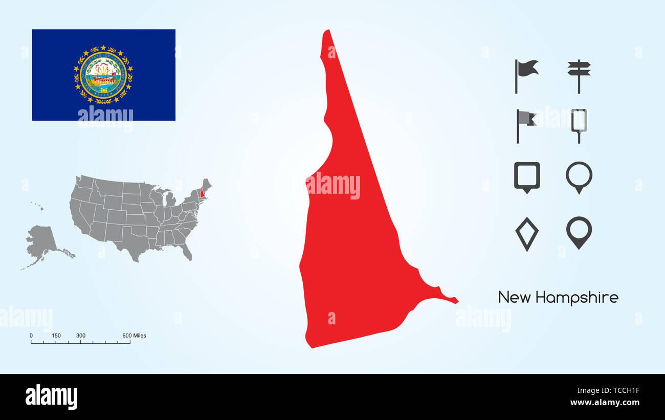 New hampshire map vector hi-res stock photography and images - Alamy