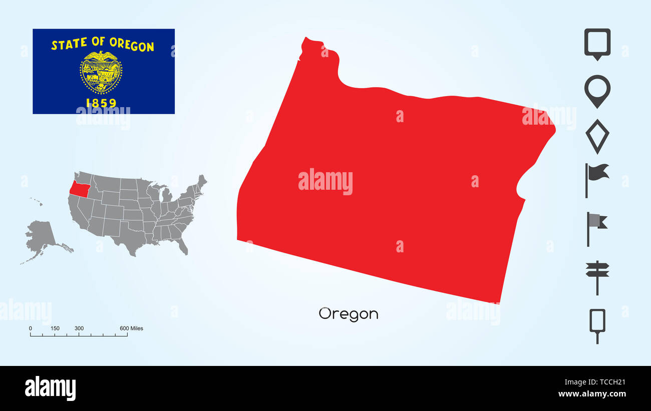 Illustration state oregon silhouette map hi-res stock photography and ...