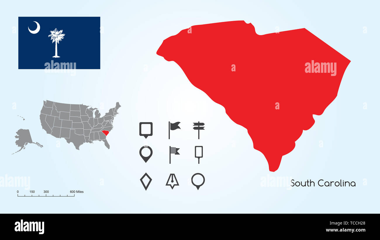 Map of The United States of America with the Selected State of South ...