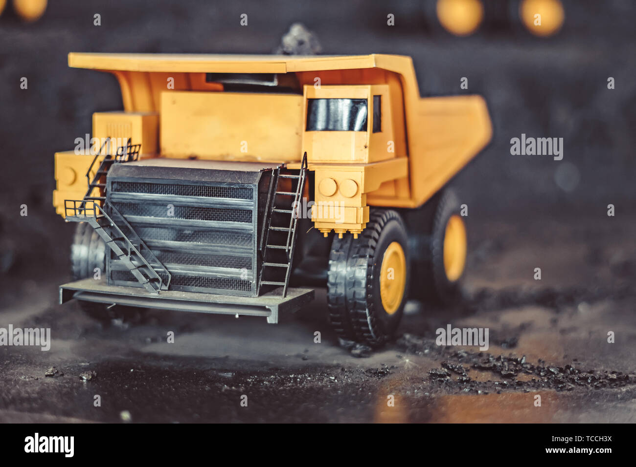 toy truck in the scenery of coal mining at the exhibition Stock Photo ...